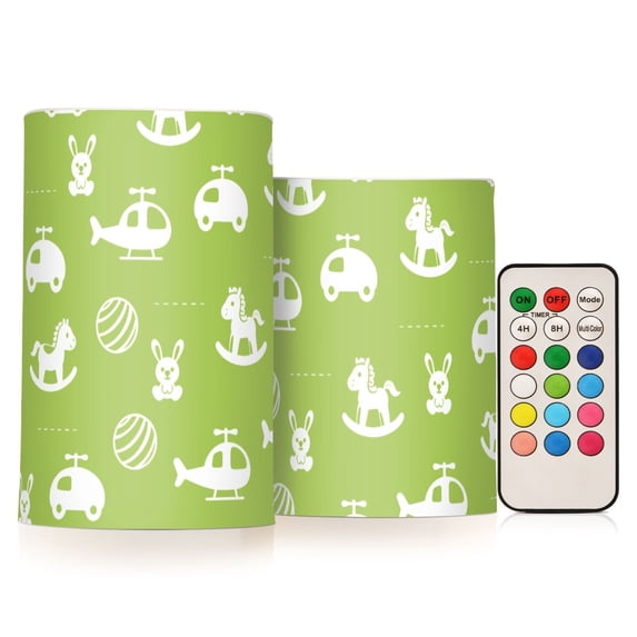 Cartoon Airplane Rabbit Pattern Flameless LED Candle Set with Remote ...