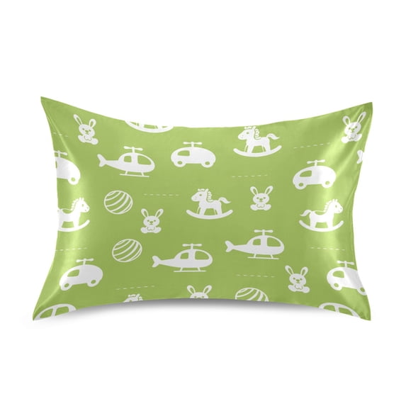 Cartoon Airplane Rabbit Pattern Standard Size Satin Pillowcase 20''x26 ...