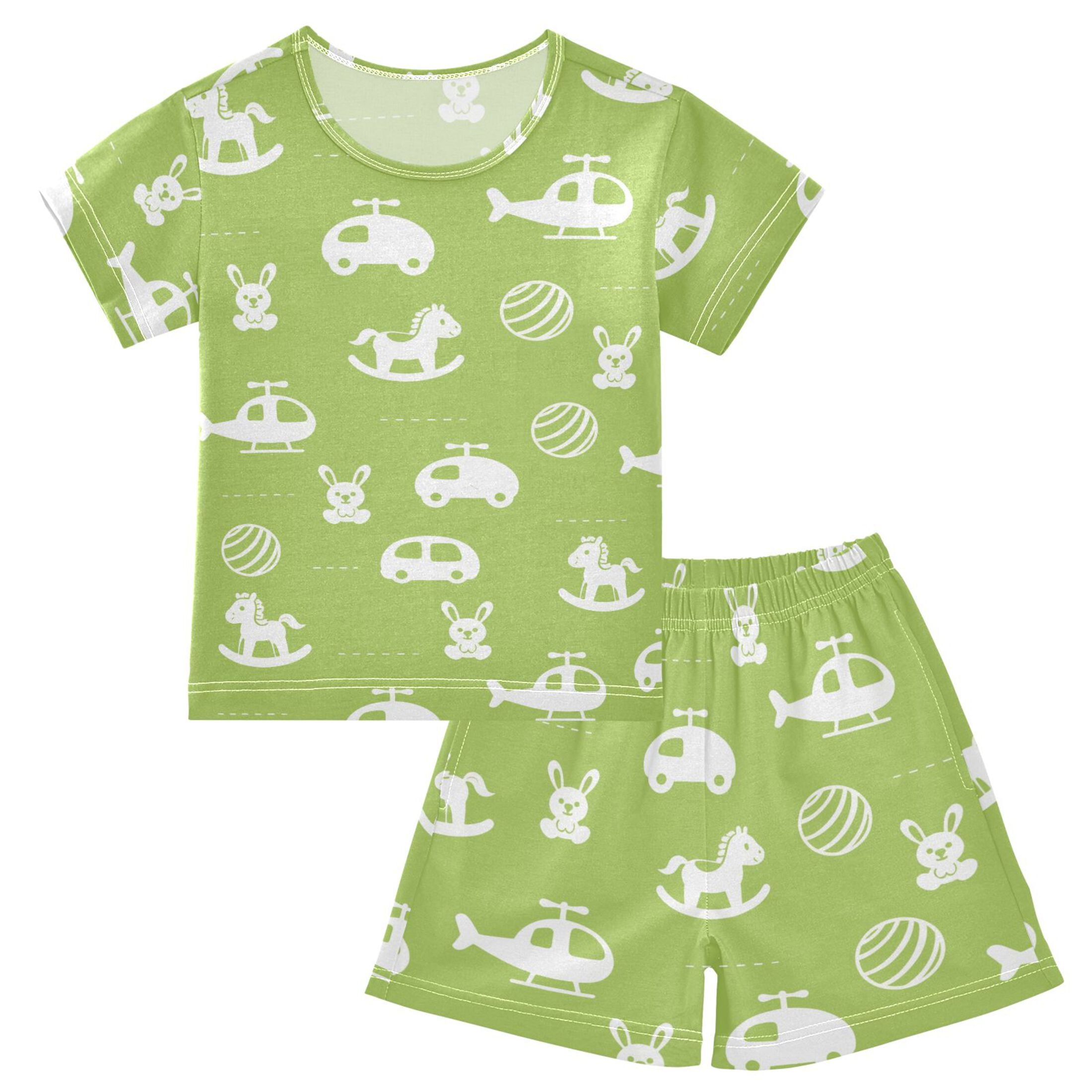 Cartoon Airplane Rabbit Pattern Summer Pajama Set Soft Cotton Short ...