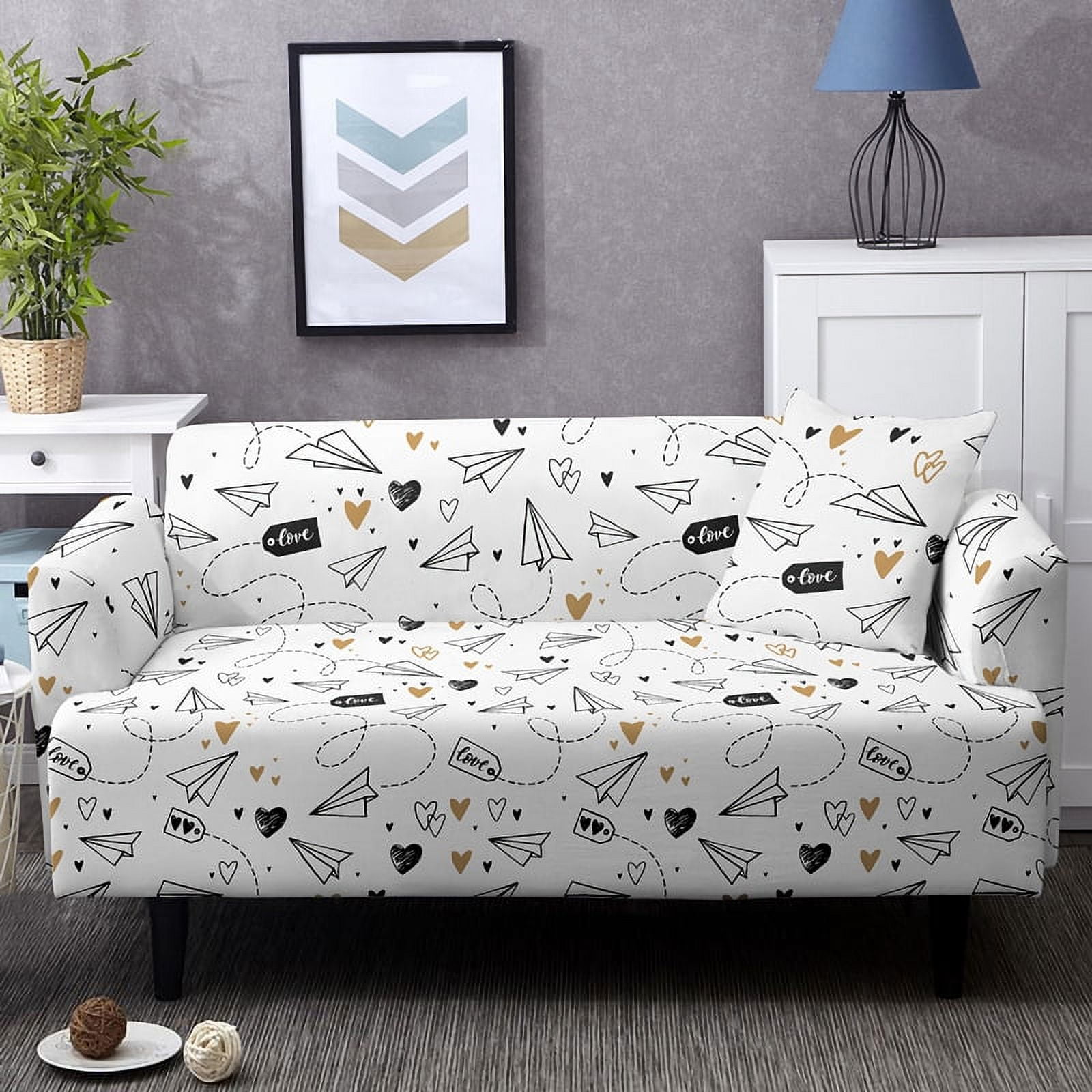 Cartoon Airplane Stretch Sofa Cover For Living Room Dust-proof Corner ...