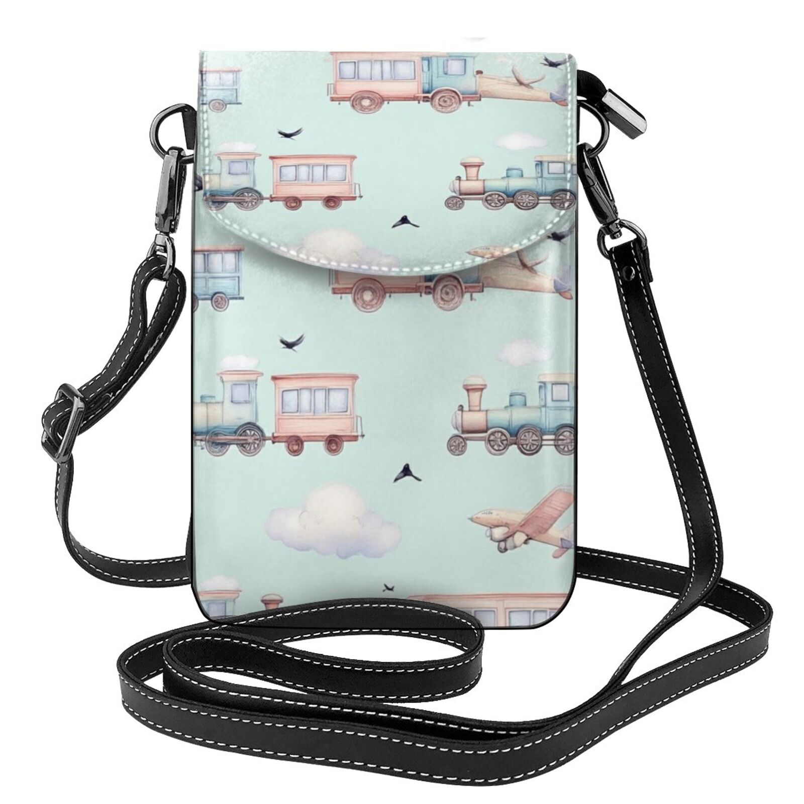 Cartoon Airplane Vintage Women Soft Pu Leather Cellphone Purse Wallet ...
