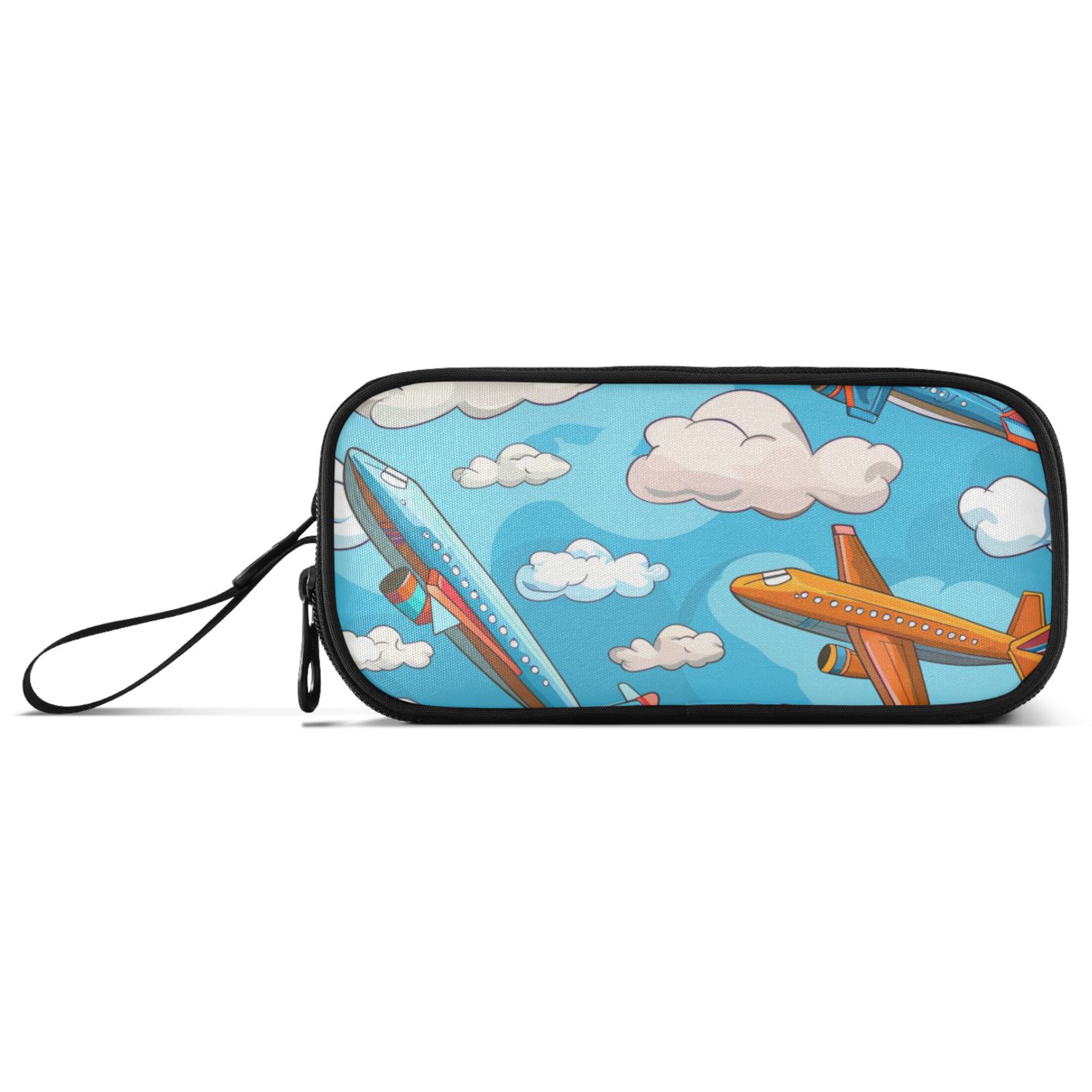Cartoon Airplanes Cute Clouds Pencil Case Stationary Holder Pen Bag ...