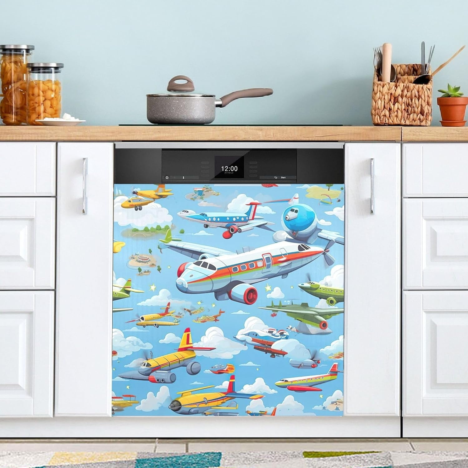 Cartoon Airplanes Dishwasher Magnet Cover Magnetic Dish Washer Front ...
