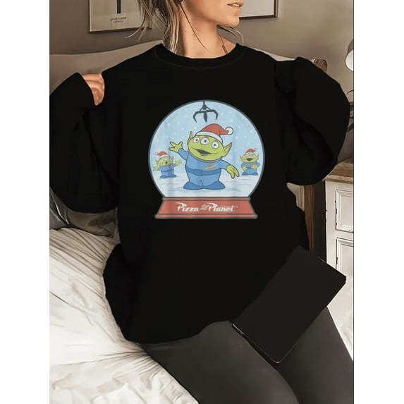 Cartoon Alien Claw Snowglobe Funny Christmas Holiday Movie Sweatshirt ...