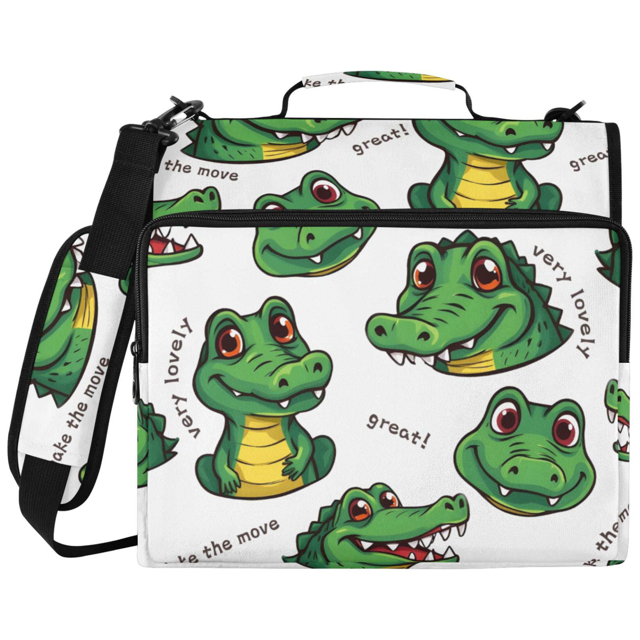 Cartoon Alligator Pattern 3 Ring Binder Bag Zipper Binder Organizer ...