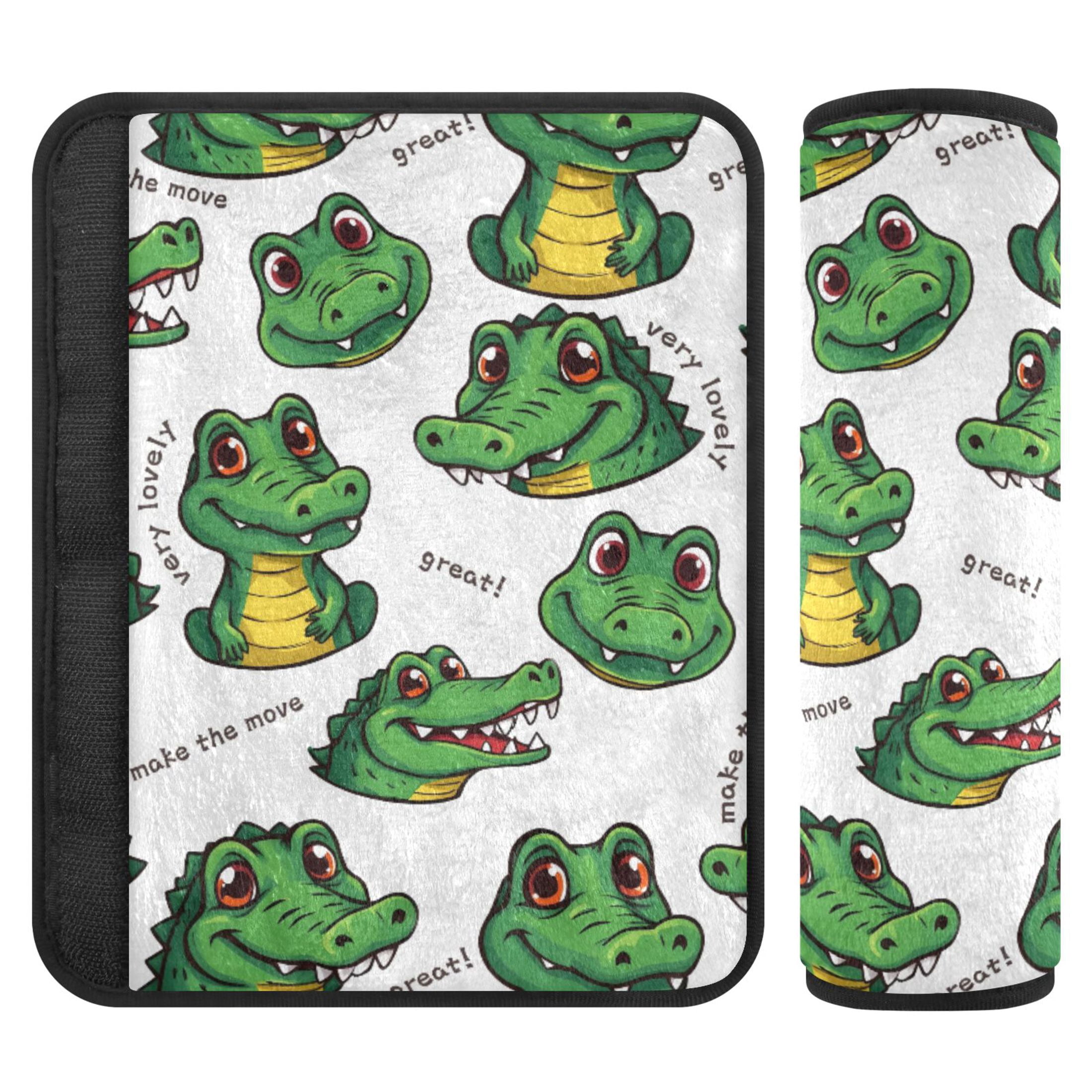 Cartoon Alligator Pattern Car Seat Belt Covers 2 Pack Soft Flannel ...