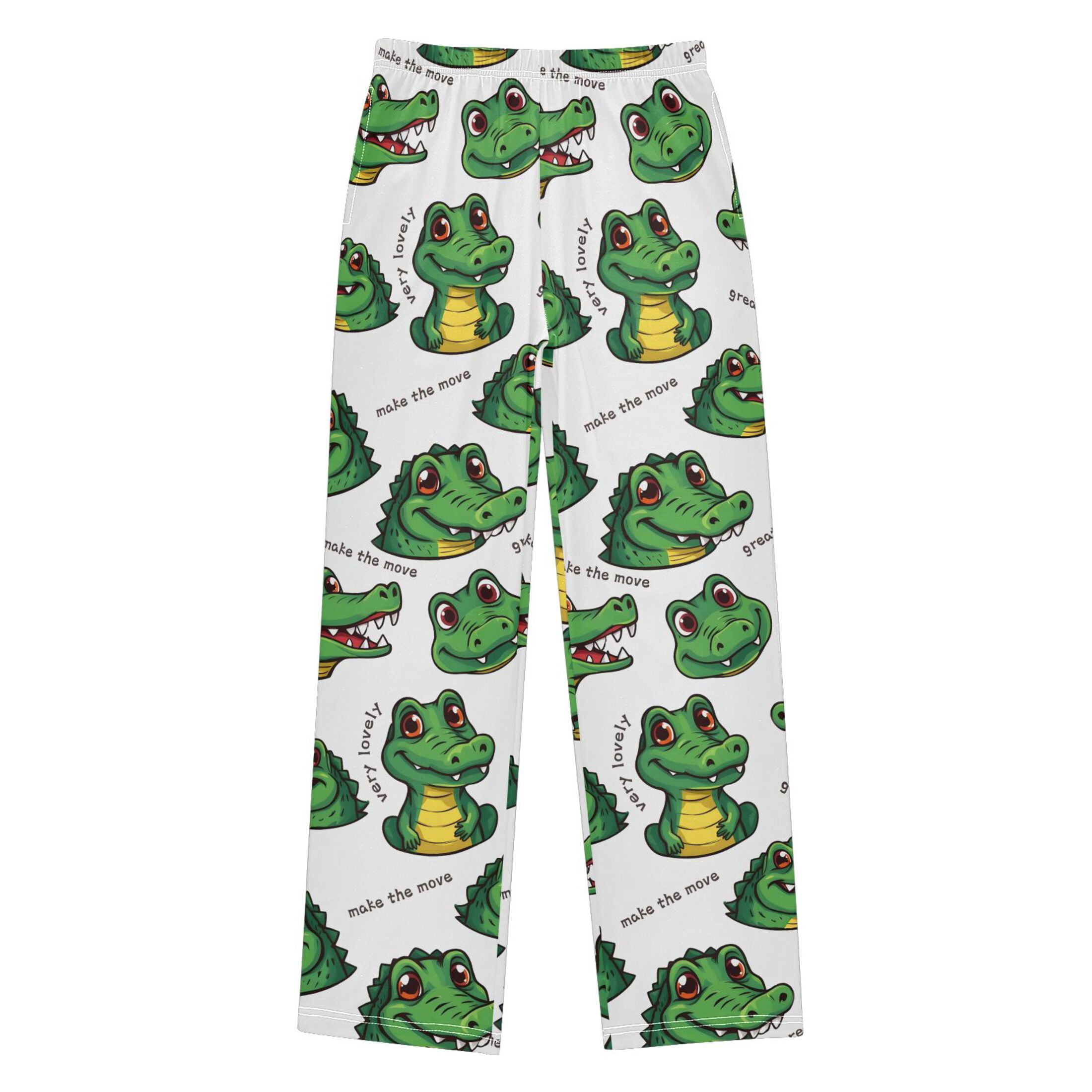 Cartoon Alligator Pattern Pajama Pants Soft Lightweight Lounge Pants ...