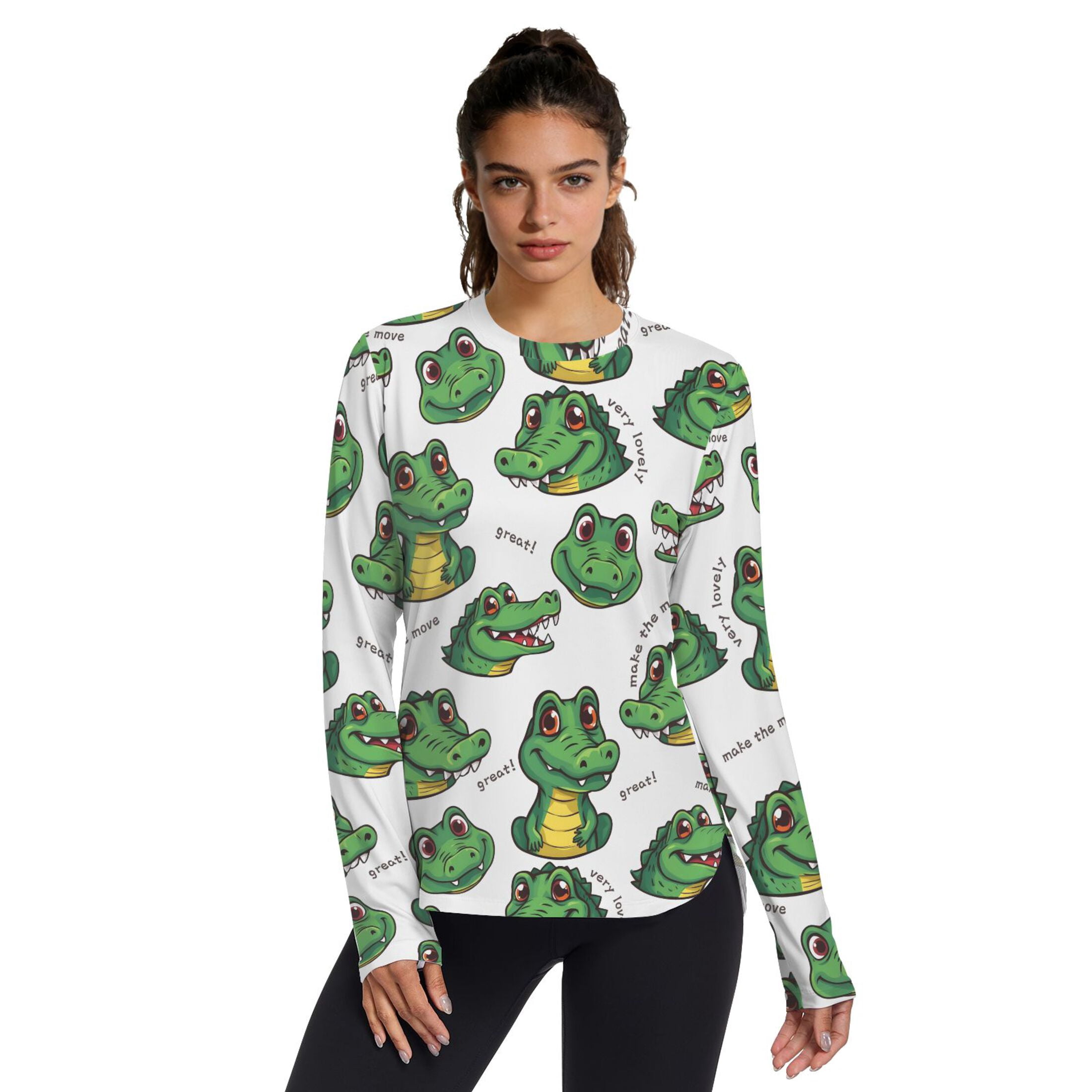 Cartoon Alligator Pattern Women's Activewear UPF 50+ Sun Protection ...