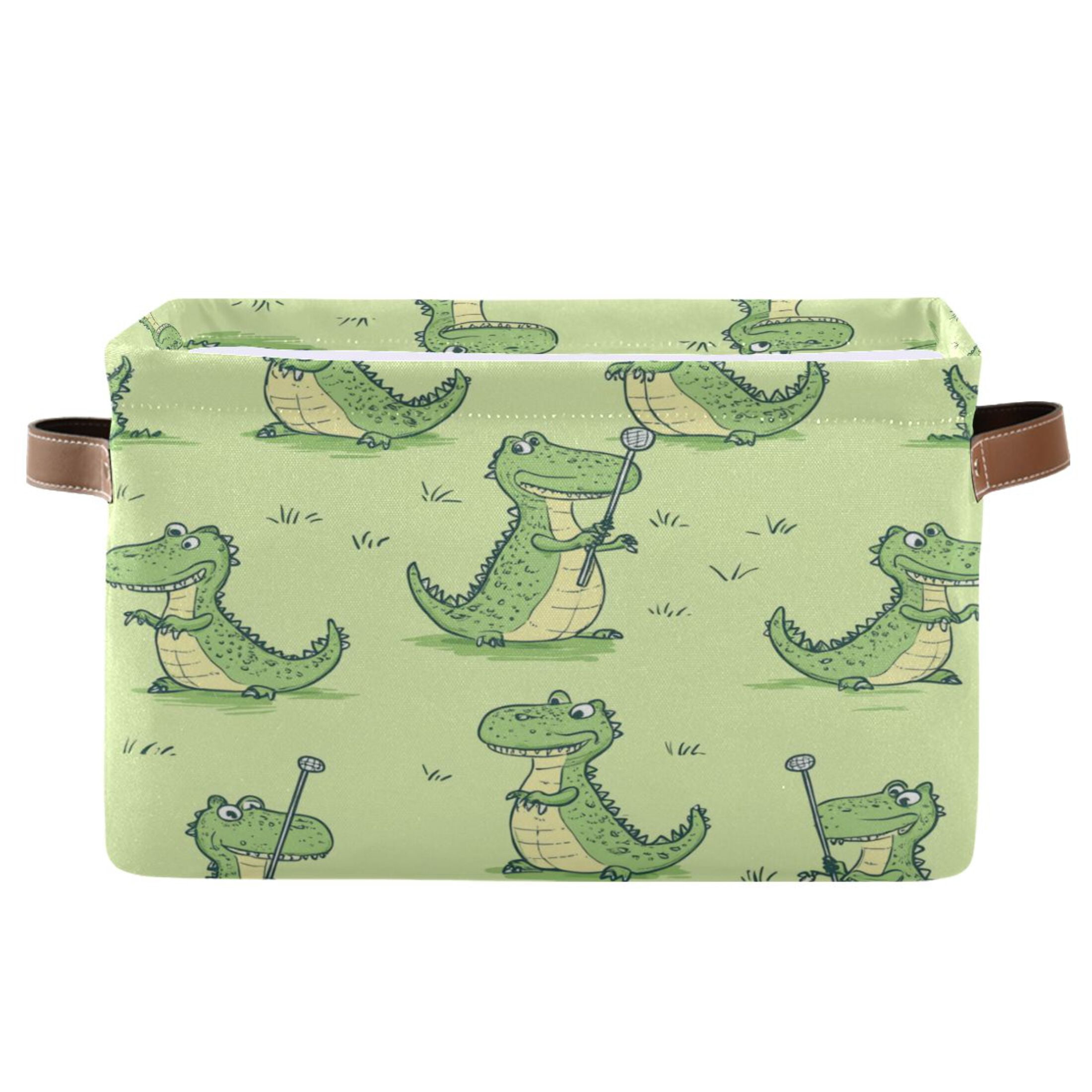 Cartoon Alligators Playing Golf Foldable Storage Basket,Canvas Fabric ...