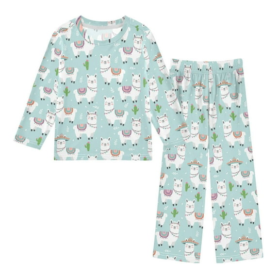 Cartoon Alpacas Cozy Soft Long Sleeves Top and Pants 2 Piece Cool Pjs ...
