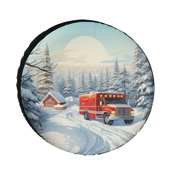 Cartoon Ambulance Christmas Tree Camper Spare Tire Cover Cartoon Car ...