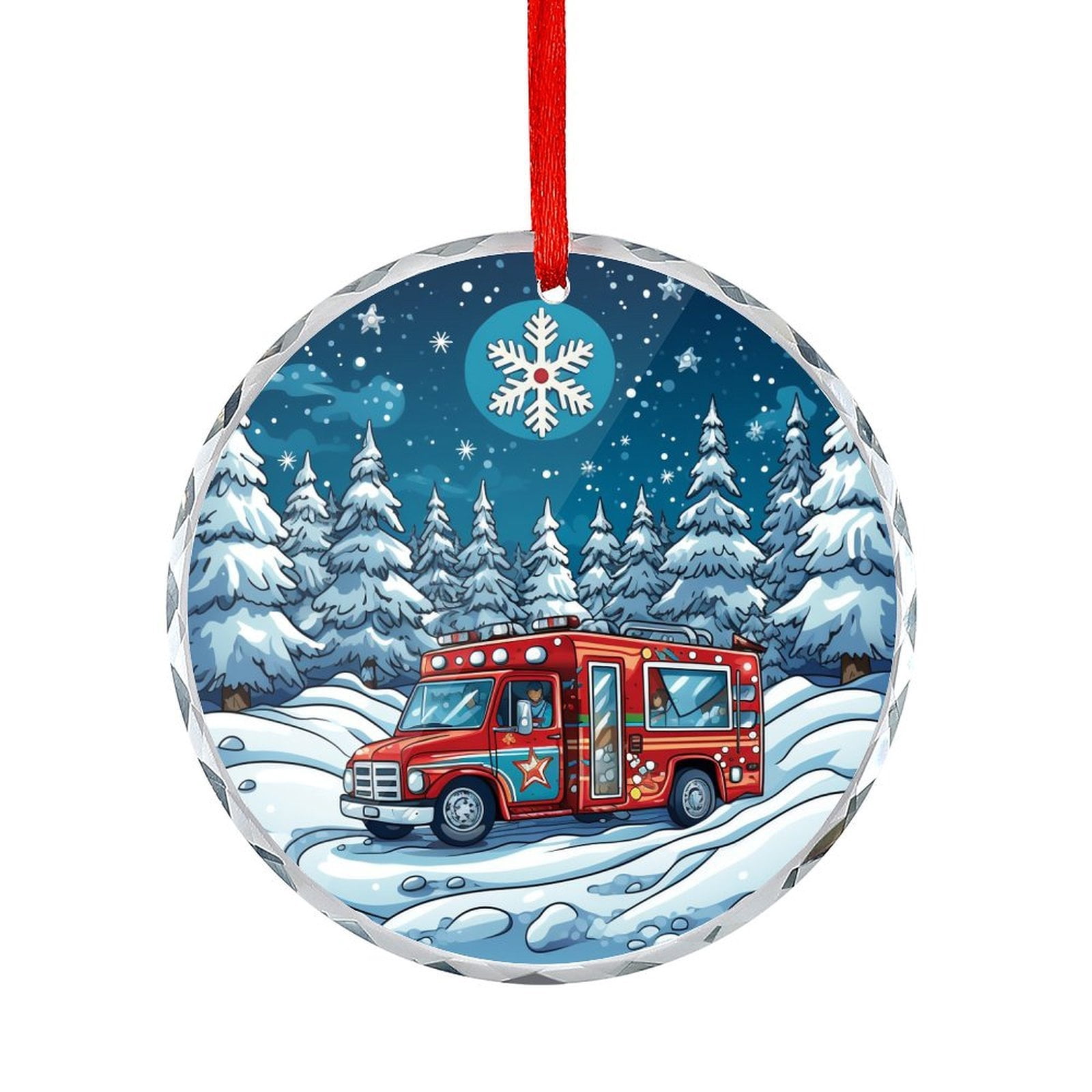 Cartoon Ambulance Christmas Tree Crystal Glass Christmas Ornament ...