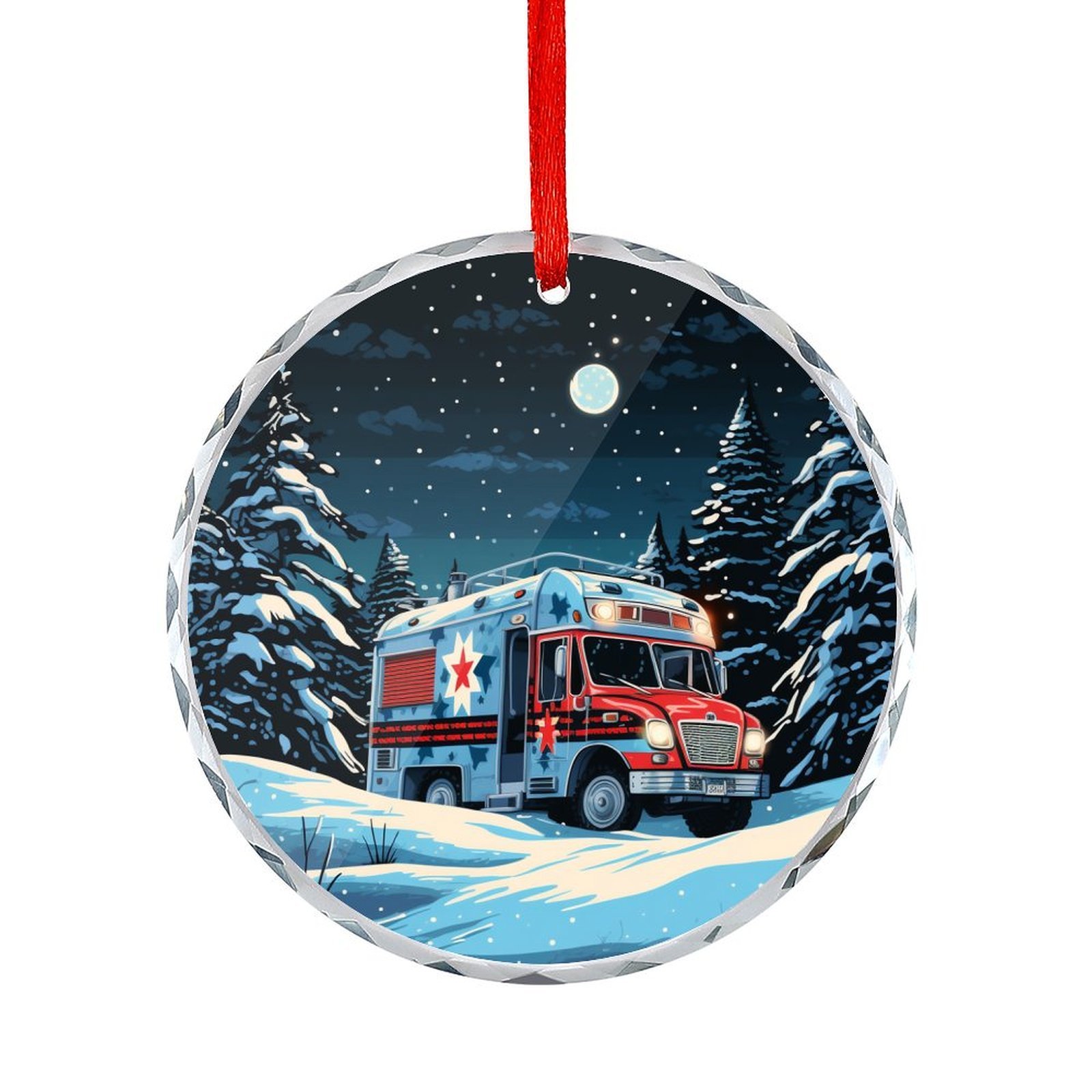 Cartoon Ambulance Christmas Tree Crystal Glass Ornament Cartoon Car ...