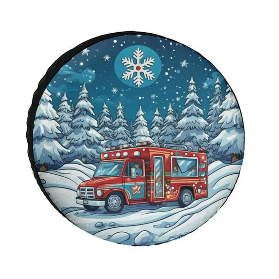 Cartoon Ambulance Christmas Tree Heavy Duty Spare Tire Cover Cartoon ...