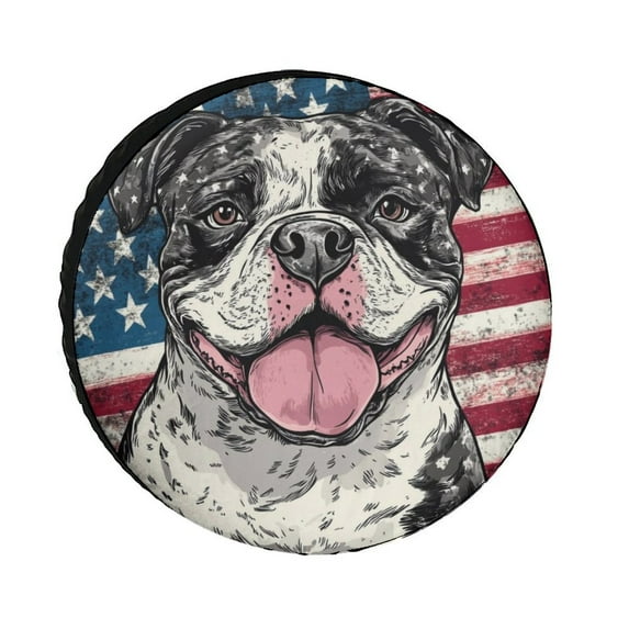 Cartoon American Bulldog Camping Spare Tire Cover Gifts for Dog Lover ...