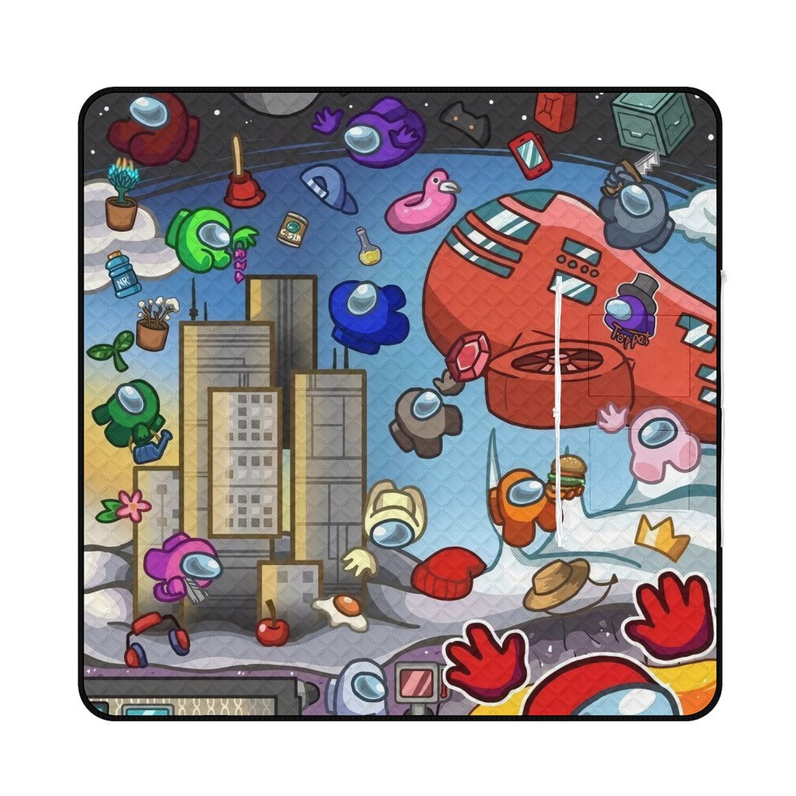 Cartoon Among Us Picnic Blanket Outdoor Extra Large Picnic Mat 78"X78 ...