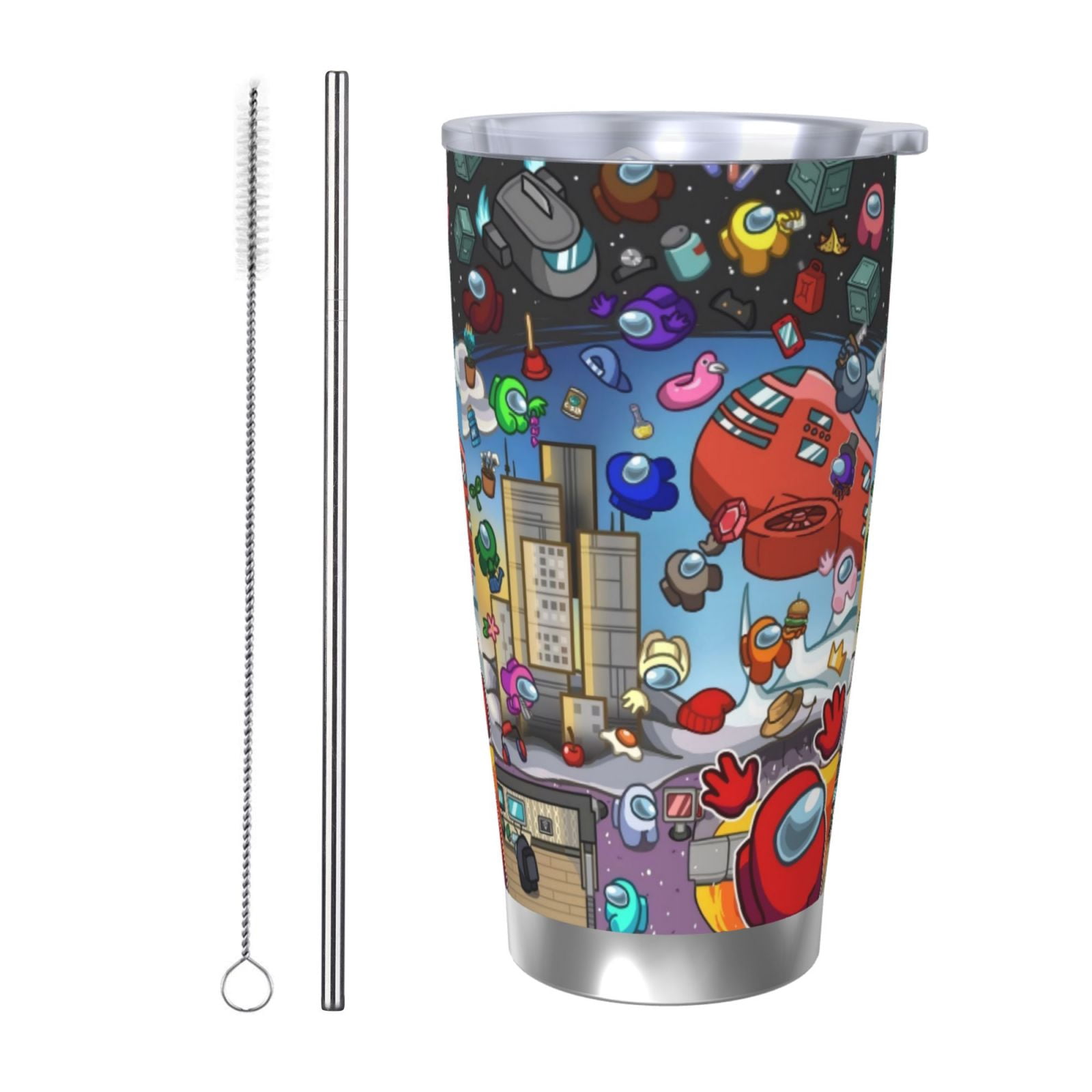 Cartoon Among Us Water Bottle,Travel Coffee Mug Tumbler with Flip Lid ...
