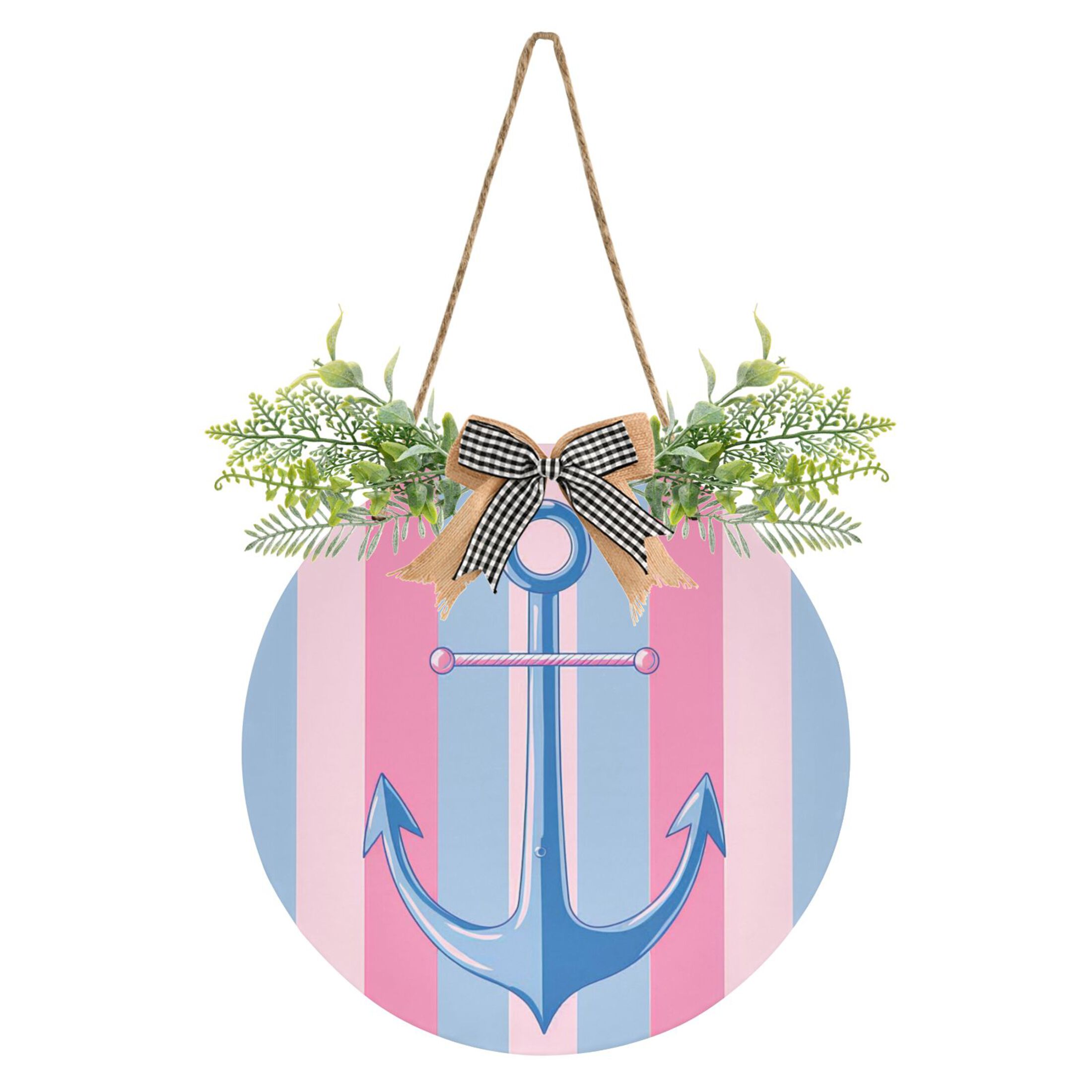 Cartoon Anchor Welcome Front Door Sign Round 12 inch Porch Hanging Sign ...