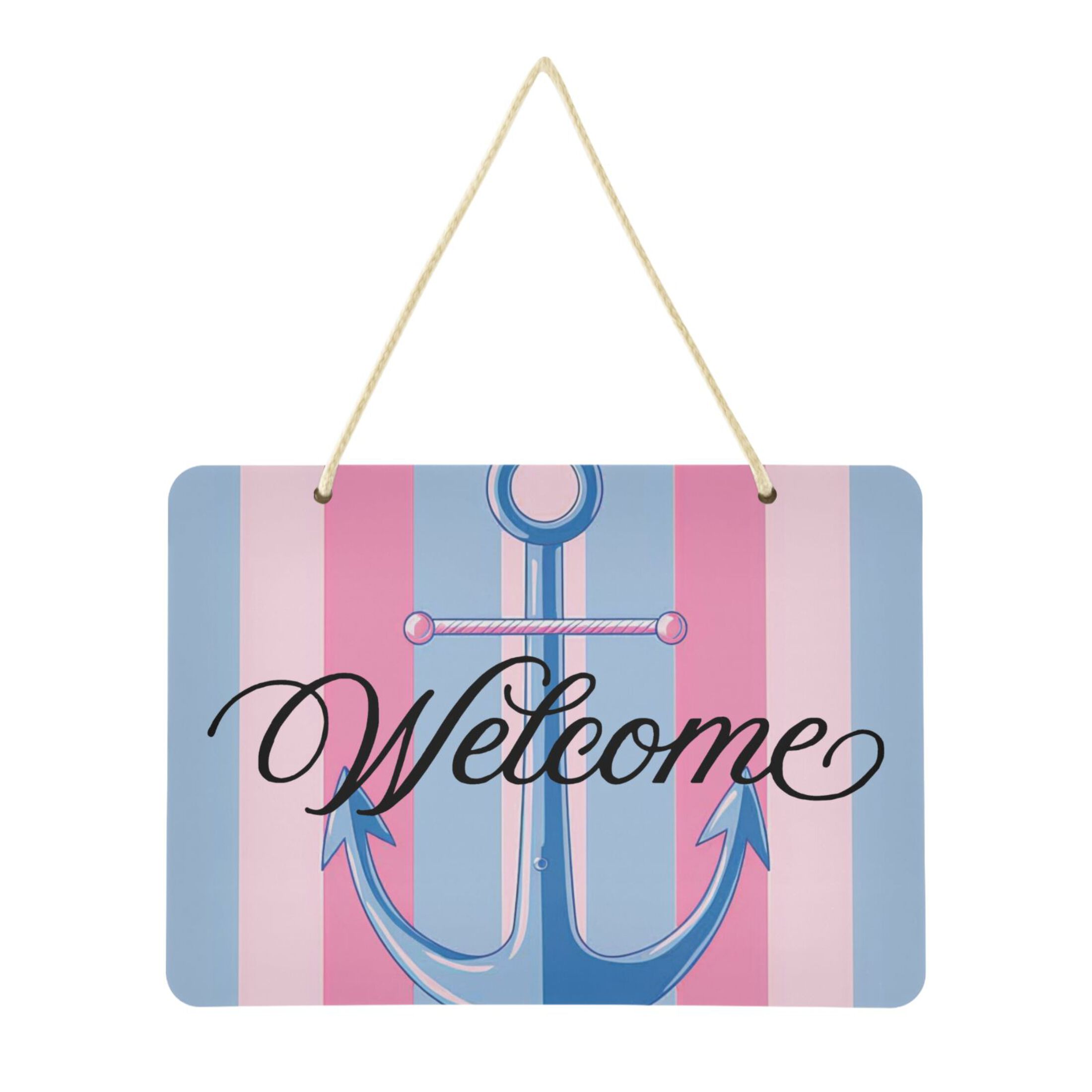 Cartoon Anchor Welcome Sign Front Door PVC 14x10 inch Hanger Hello Sign ...