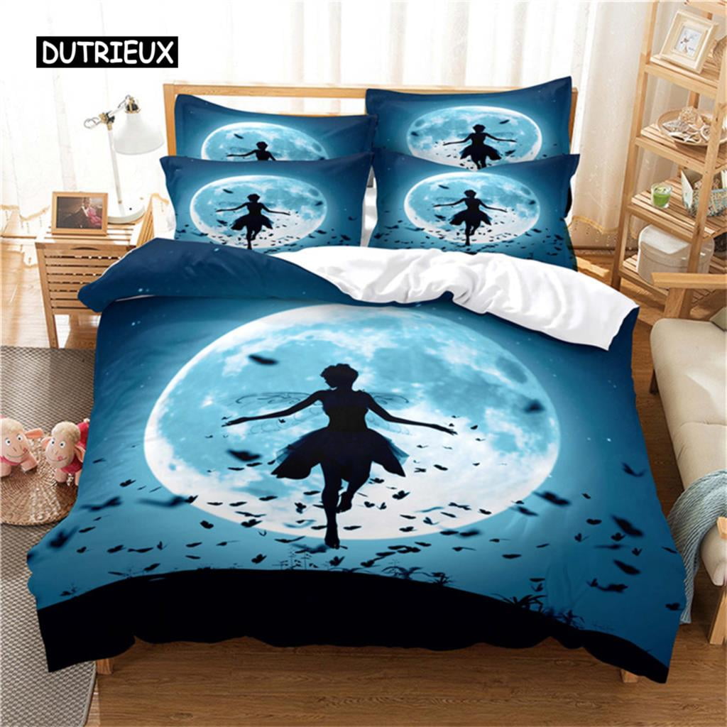 Cartoon Angel Duvet Cover Angel Wing Bedding Set Microfiber Floral ...