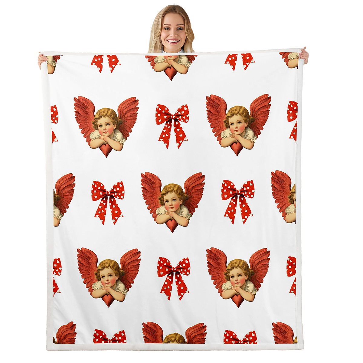 Cartoon Angel Flannel Blanket,Romantic Valentine's Day Fleece Blanket ...