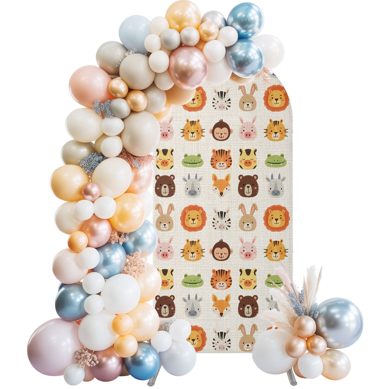 Cartoon Animal Arch Backdrop Cover 4 FT Lion Tiger Monkey Zebra Rabbit ...