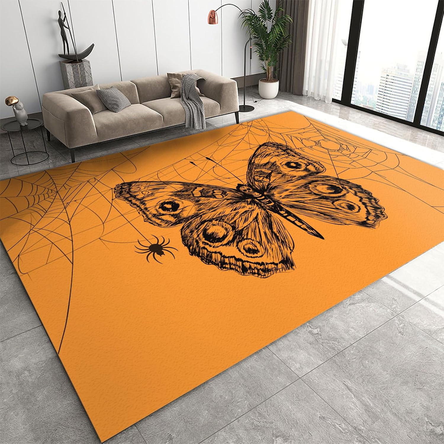 Cartoon Animal Black Butterfly Pattern Area Rugs, Cute Insect Spider ...