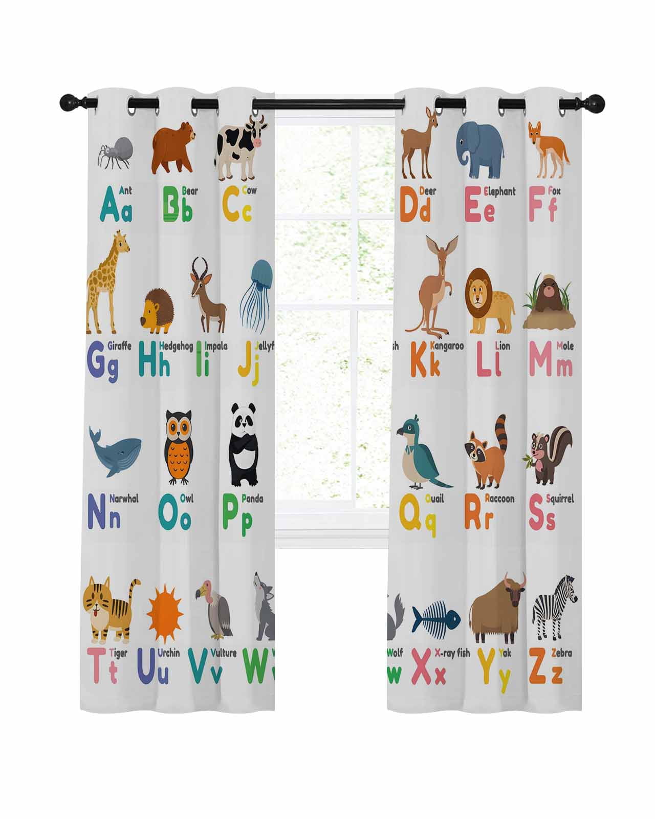 Cartoon Animal Blackout Curtains, Light Blocking Print Window Curtains ...