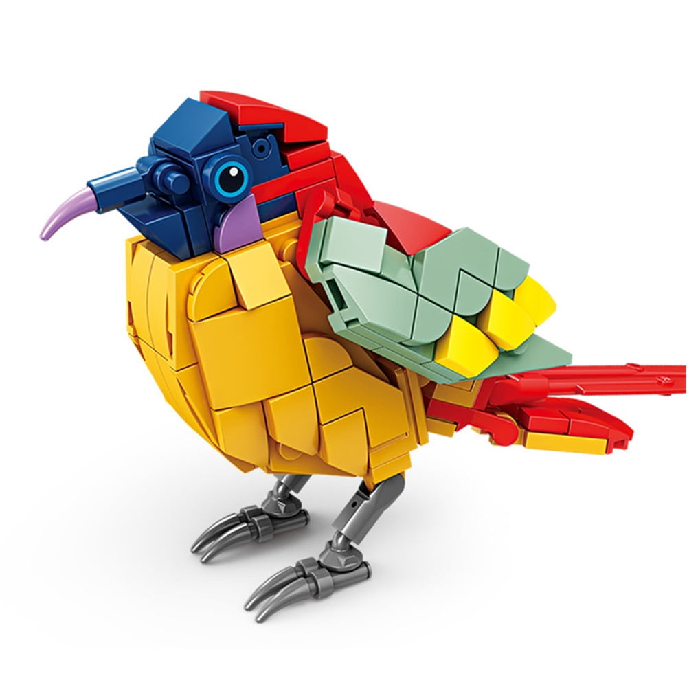 Cartoon Animal Building Blocks Peacock Crane Crow Seagull Oriole Assembly Educational Puzzle ...