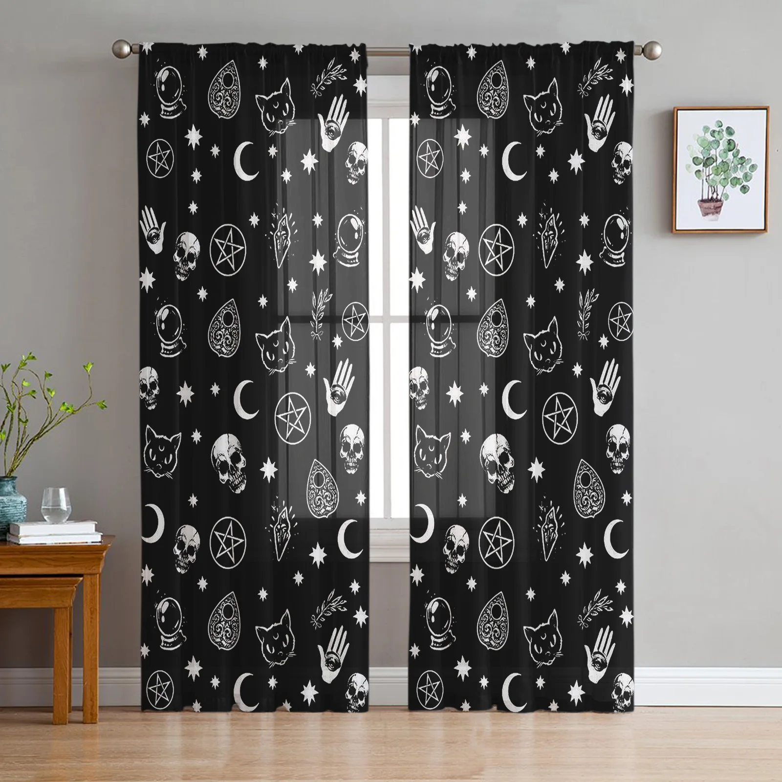Cartoon Animal Color Cat Tulle Window Curtains Living Room Organza Yarn ...
