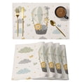 Cartoon Animal Cotton Linen Placemats Set of 6, Hot Air Balloon Lion ...