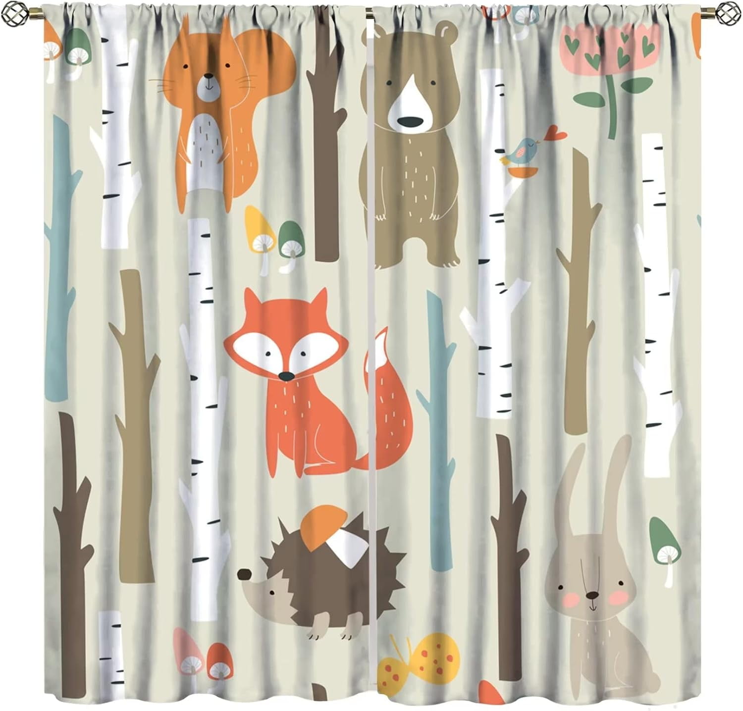 Cartoon Animal Curtains Boys/Girls Kids Bedroom Cartoon Bunny Bear Fox ...