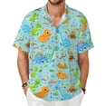 Cartoon Animal Cute Dinosaur Men's Shirts Short-Sleeved with All-Over ...