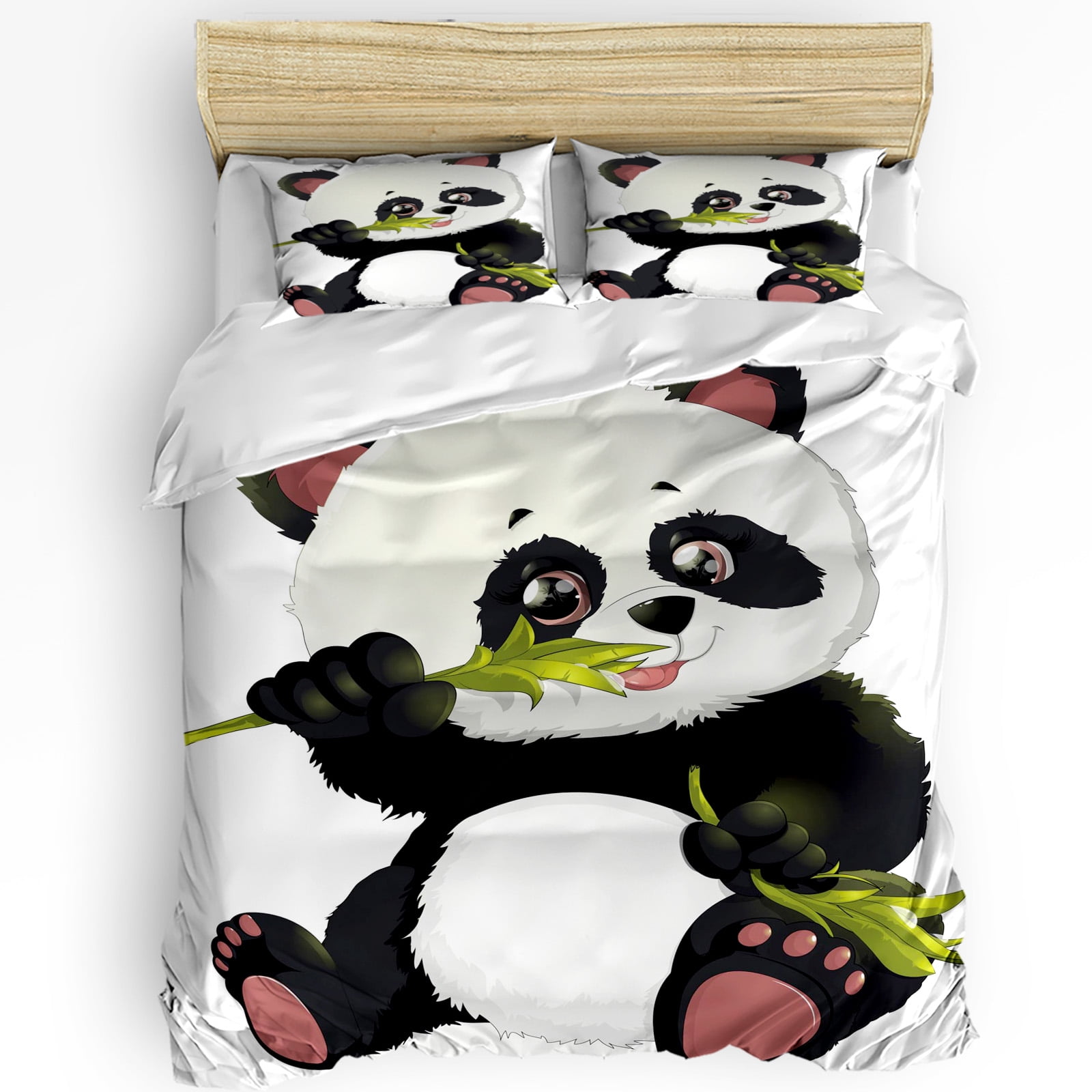 Cartoon Animal Cute Panda Bamboo 3pcs Duvet Cover Set with Pillow Case ...