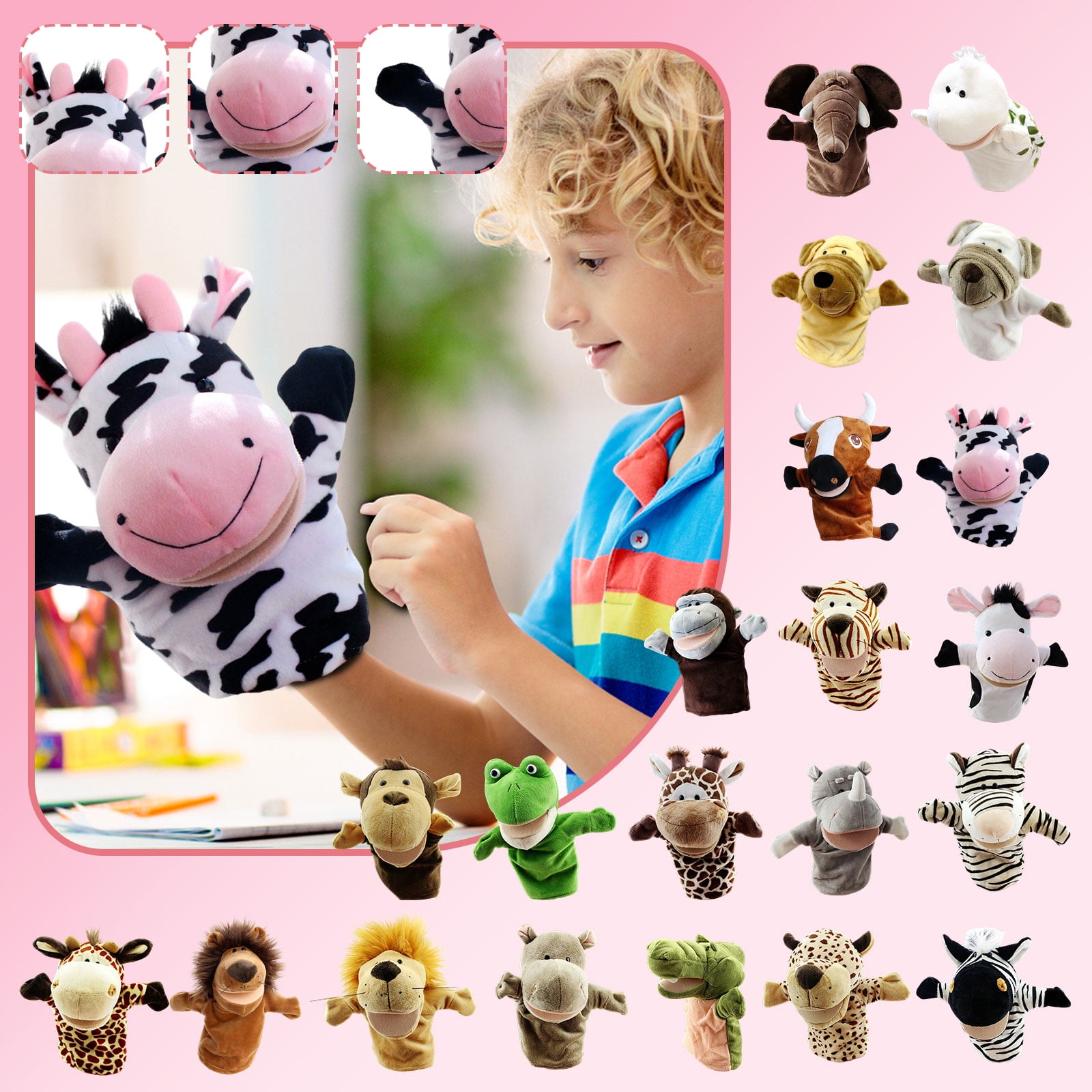 Cartoon Animal Design Plush Hand Puppet For Parent-Child Interaction ...
