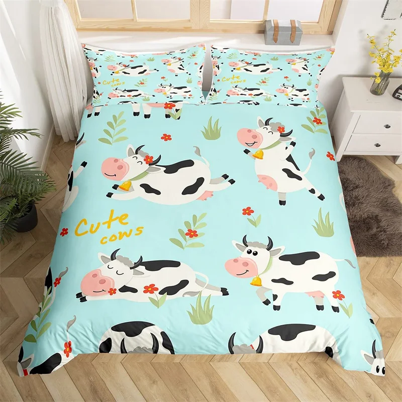 Cartoon Animal Duvet Cover Cute Rabbit Bedding Set Botanical Butterfly ...