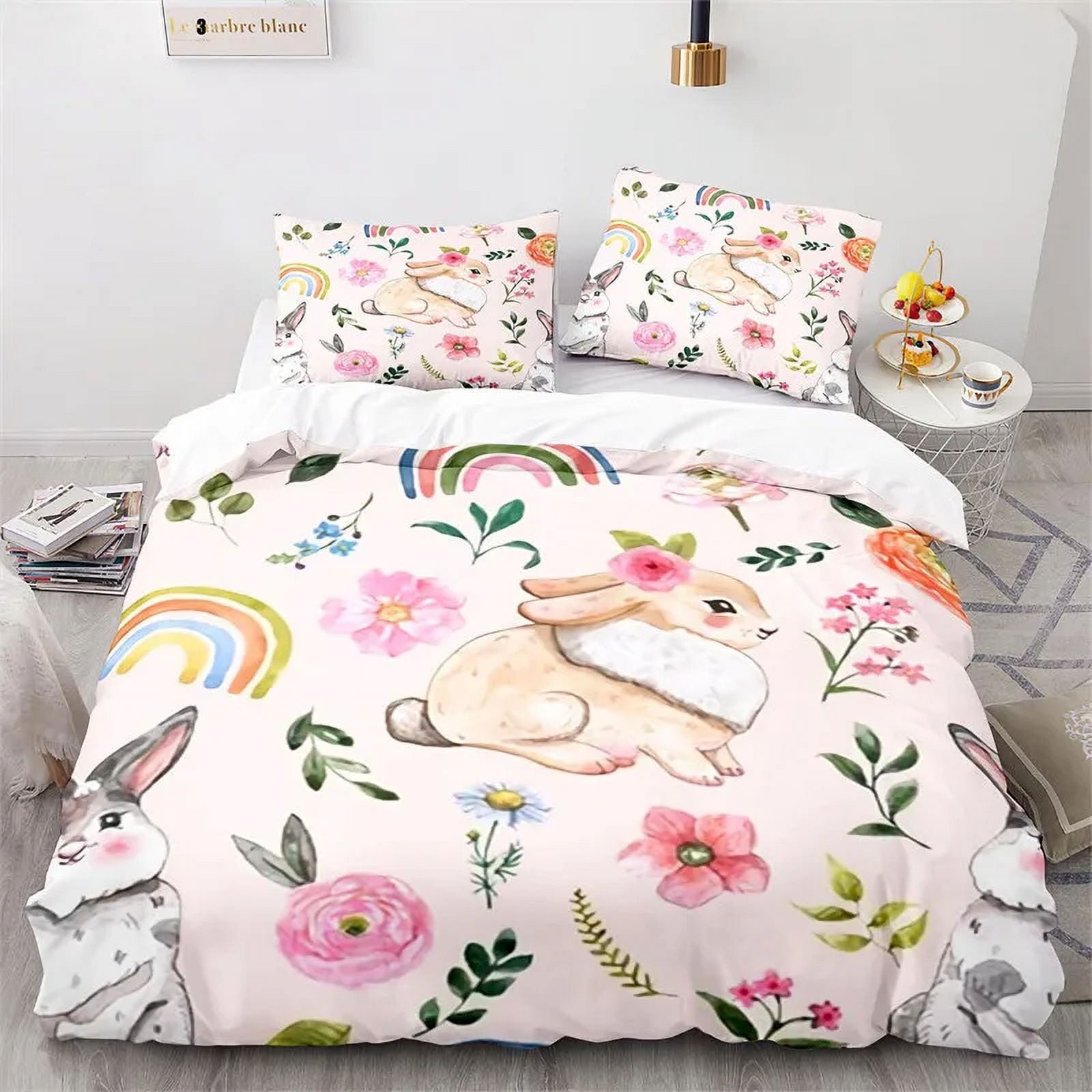 Cartoon Animal Duvet Cover Cute Rabbit Bedding Set Microfiber Wildlife ...