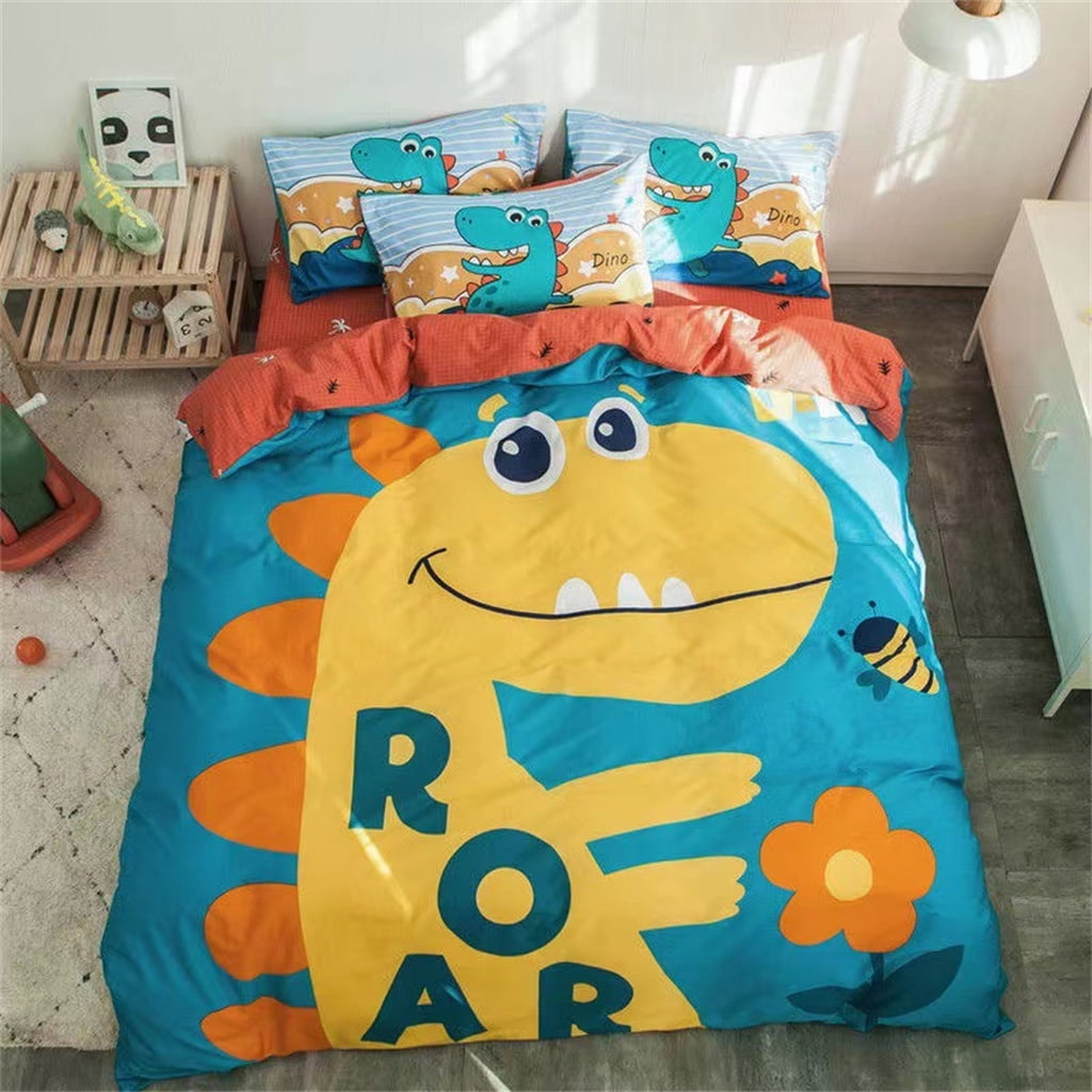 Cartoon Animal Duvet Cover Kids Bed Set Cute Dog Cat Dinosaurs Pig ...