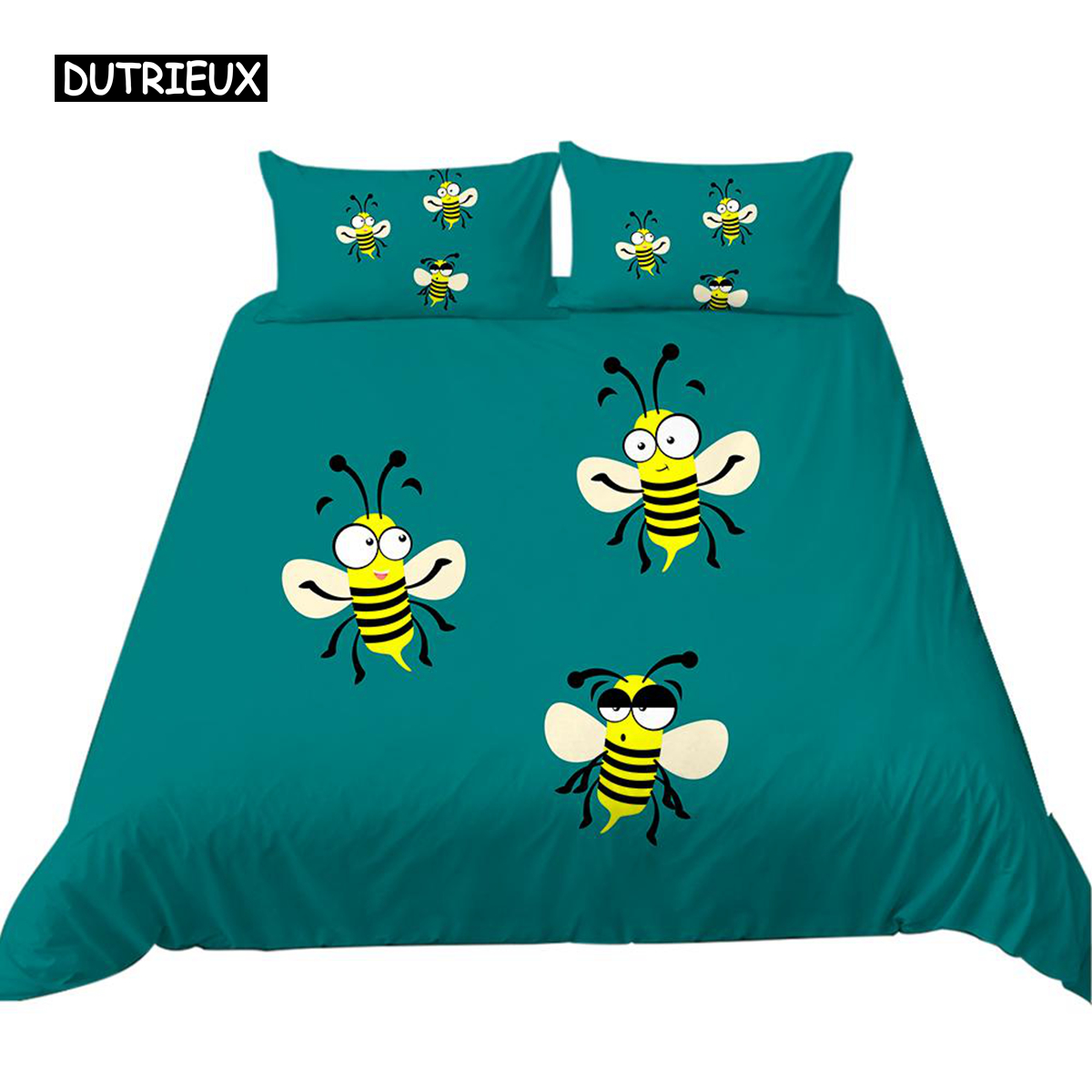 Cartoon Animal Duvet Cover Set King Size Flying Cute Bees Comforter ...