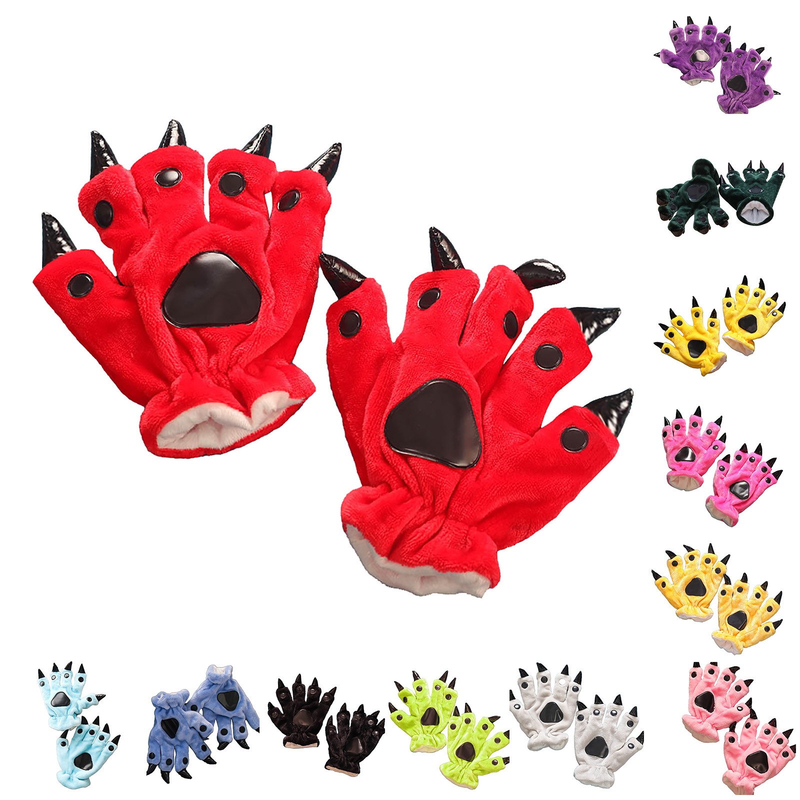 Cartoon Animal Gloves Flannel Dinosaur Panda Cow Five Finger Pajama ...