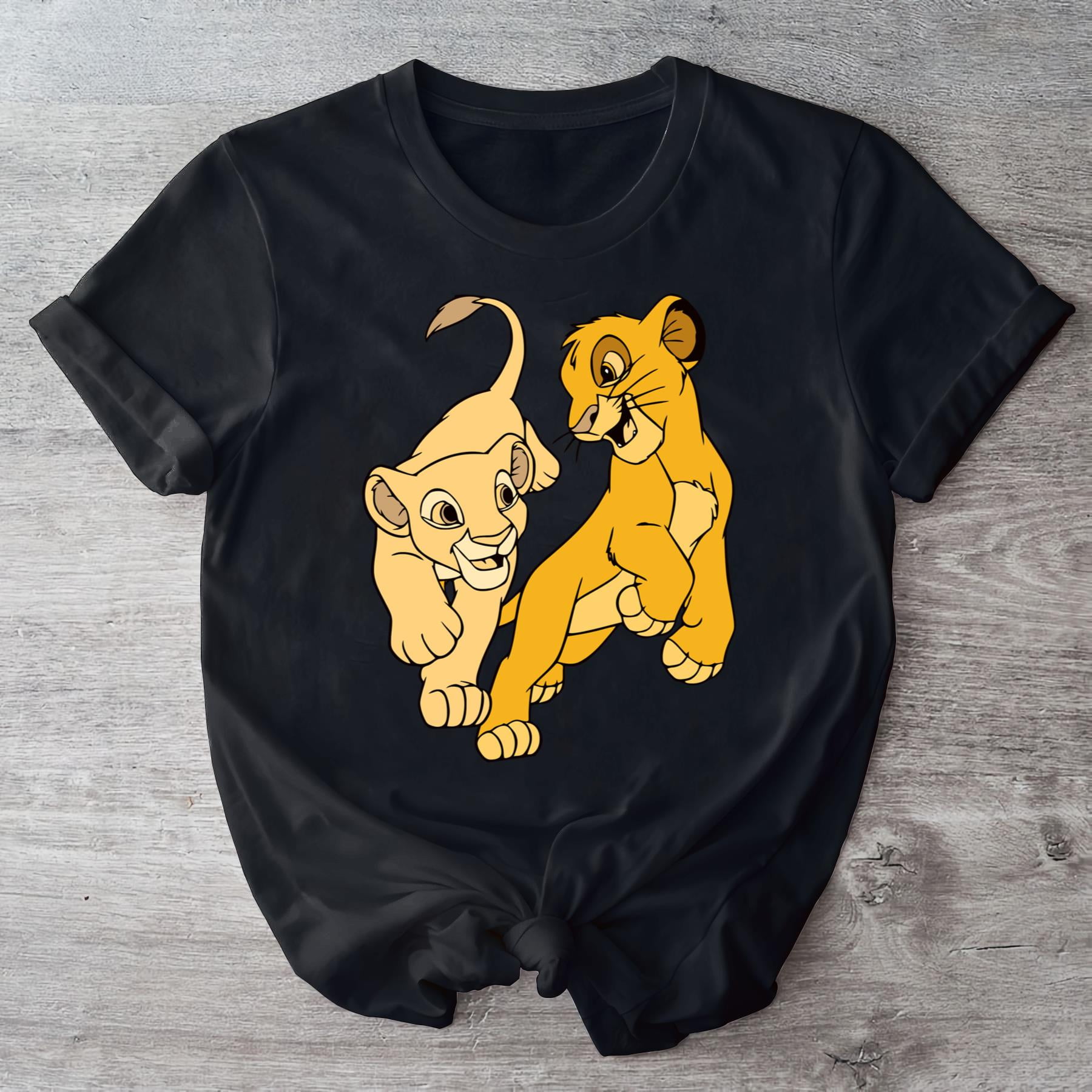 Cartoon Animal Graphic T-shirt, Simba and Nala-Inspired Design for ...