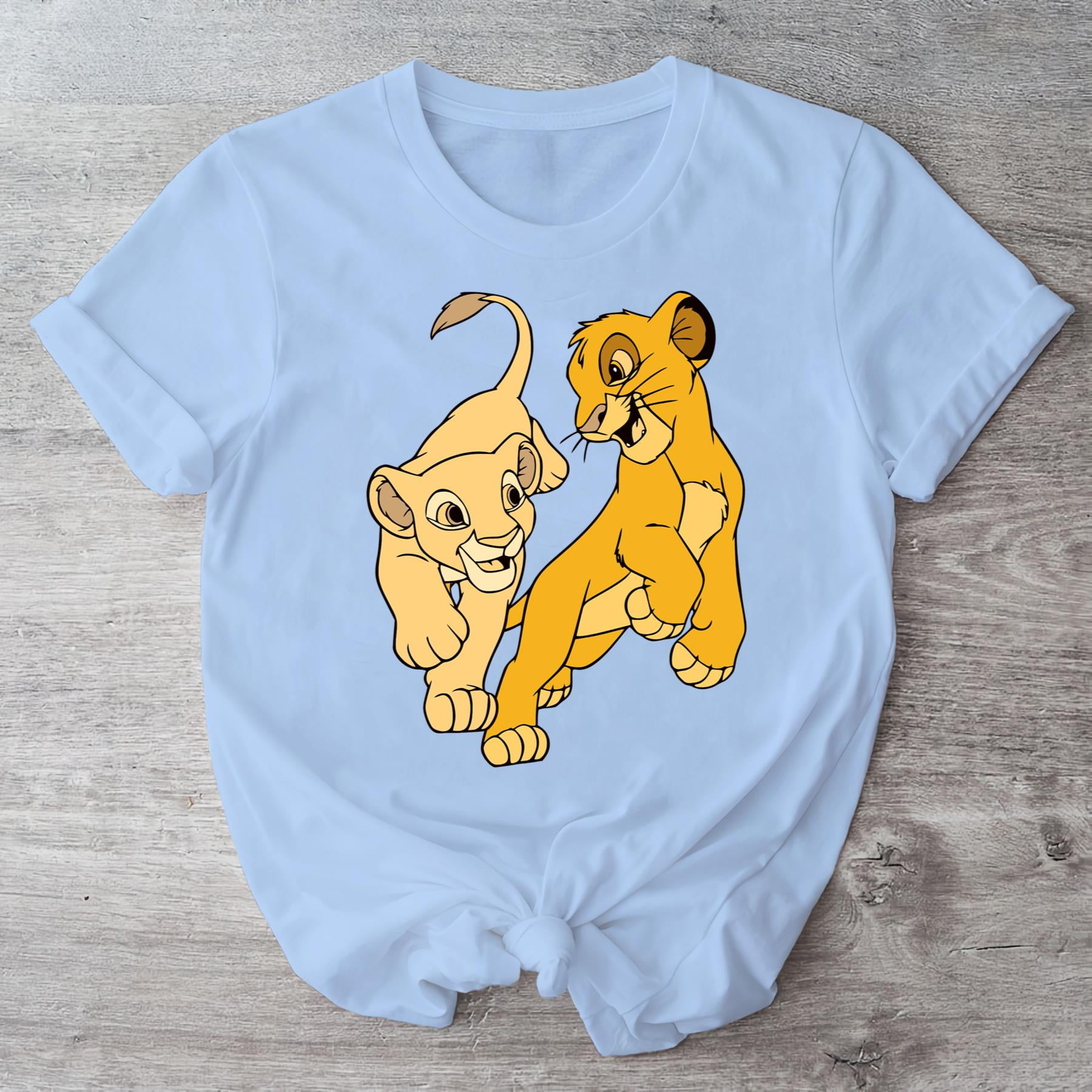 Cartoon Animal Graphic T-shirt, Simba and Nala-Inspired Design for ...