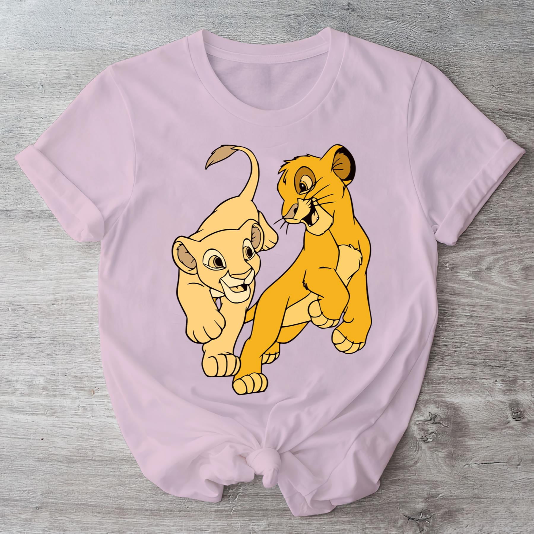 Cartoon Animal Graphic T-shirt, Simba and Nala-Inspired Design for ...