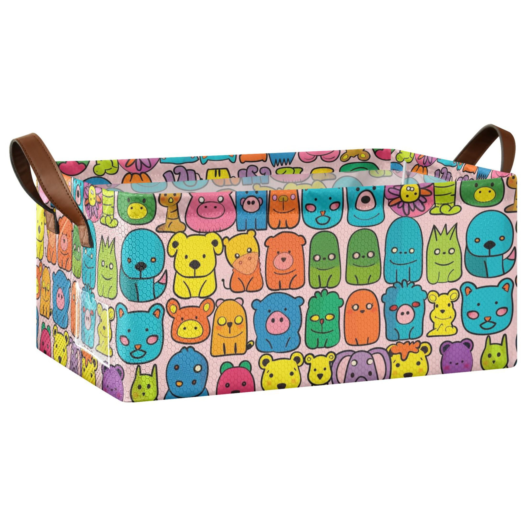 Cartoon Animal Head Collapsible Storage Bins Fabric Shelf Baskets with ...