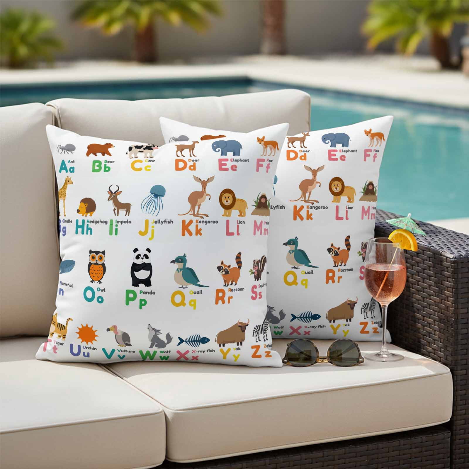 Cartoon Animal Outdoor Pillow Covers 20x20 Inch Throw Pillow Covers Set ...