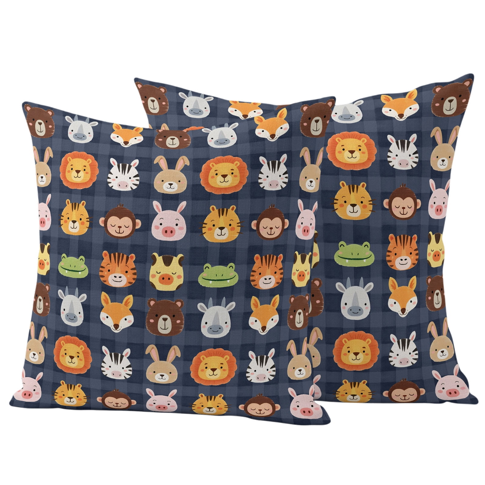 Cartoon Animal Outdoor Pillow Covers Set of 2 Lion Tiger Monkey Zebra ...
