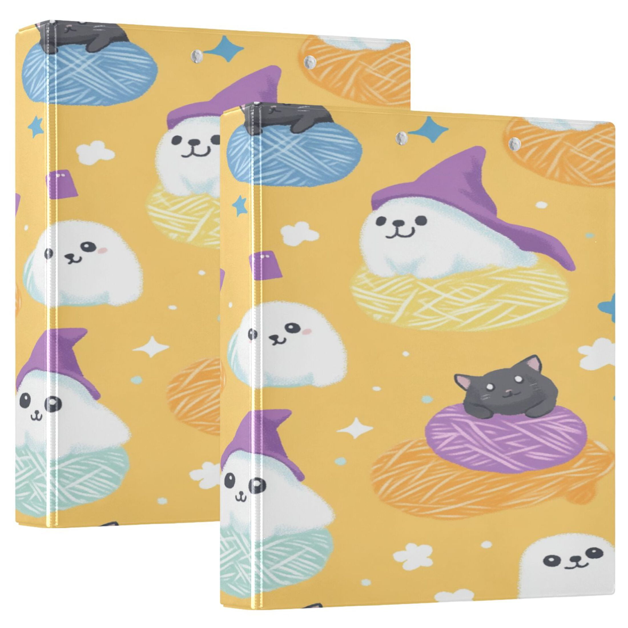 Cartoon Animal Patterns 12.4x10.6in PVC Round Ring Binders, 2-Pack, D ...