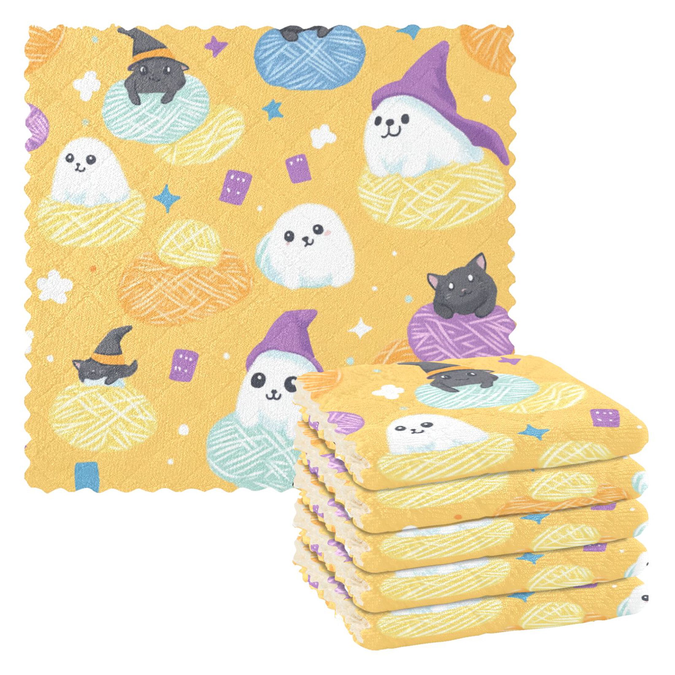 Cartoon Animal Patterns 6 Pack Kitchen Cleaning Cloths 11'' x 11 ...