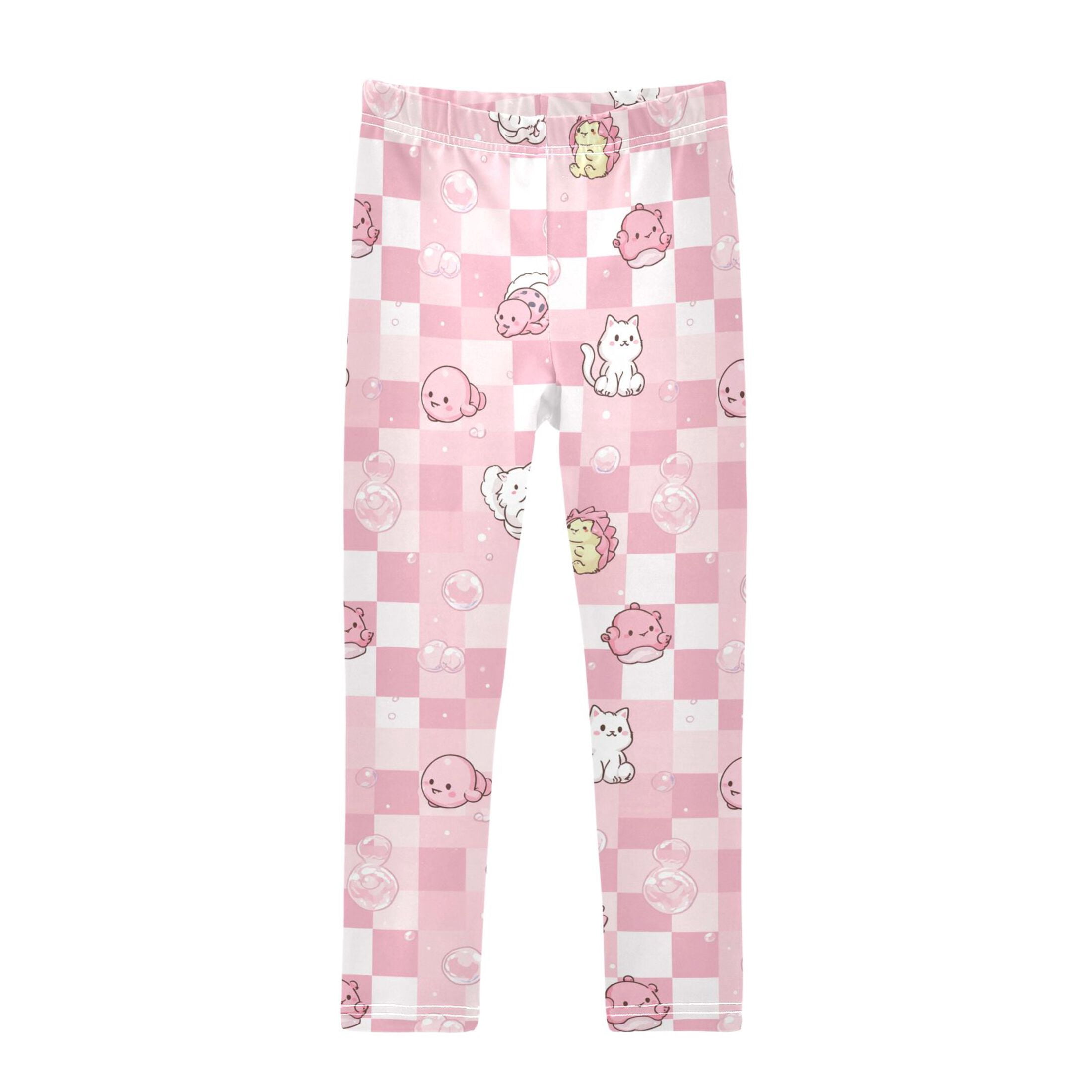Cartoon Animal Plaid Pink Printed Leggings Yoga Pants for in 4t to 10t ...
