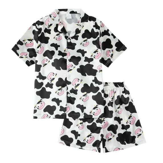 Cartoon Animal Print Kids Summer Pajama Viscose Short Sleeve Shorts ...